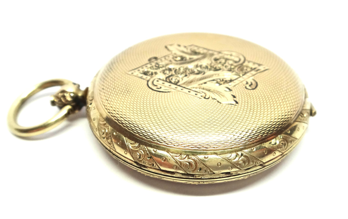 ANTIQUE 9ct Gold Pocket Watch Style Locket Pendant c.1880 – SJs City Cash