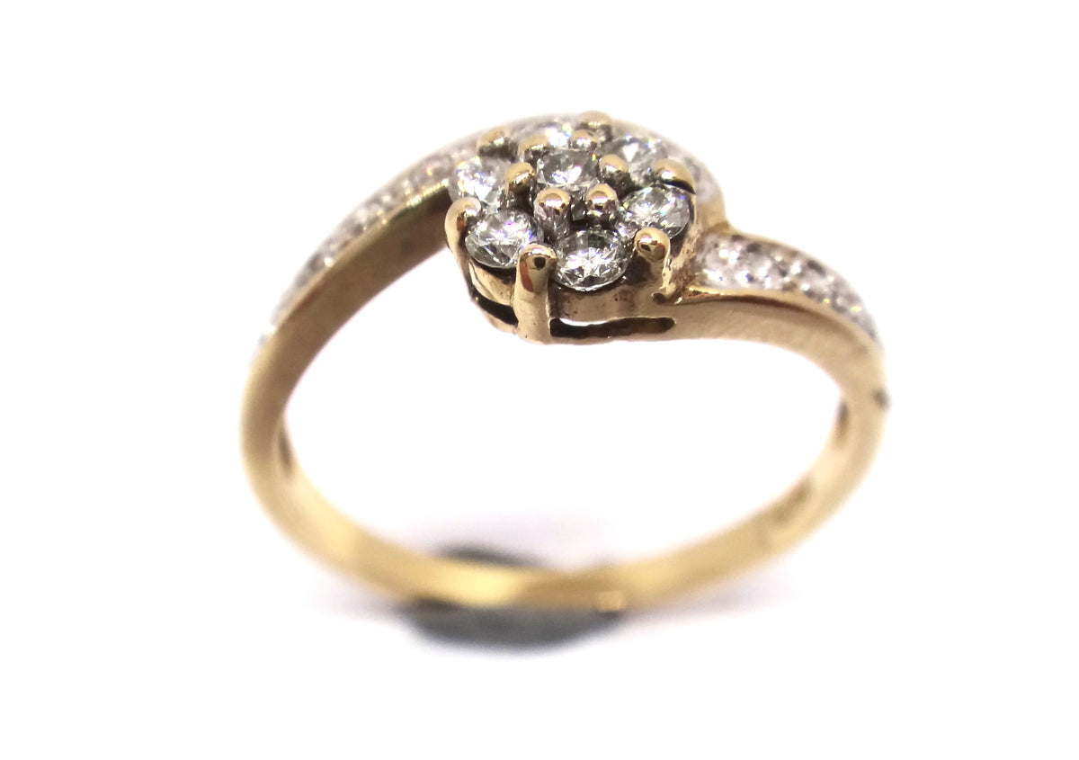 9K Gold Diamond Flower Head Ring – SJs City Cash